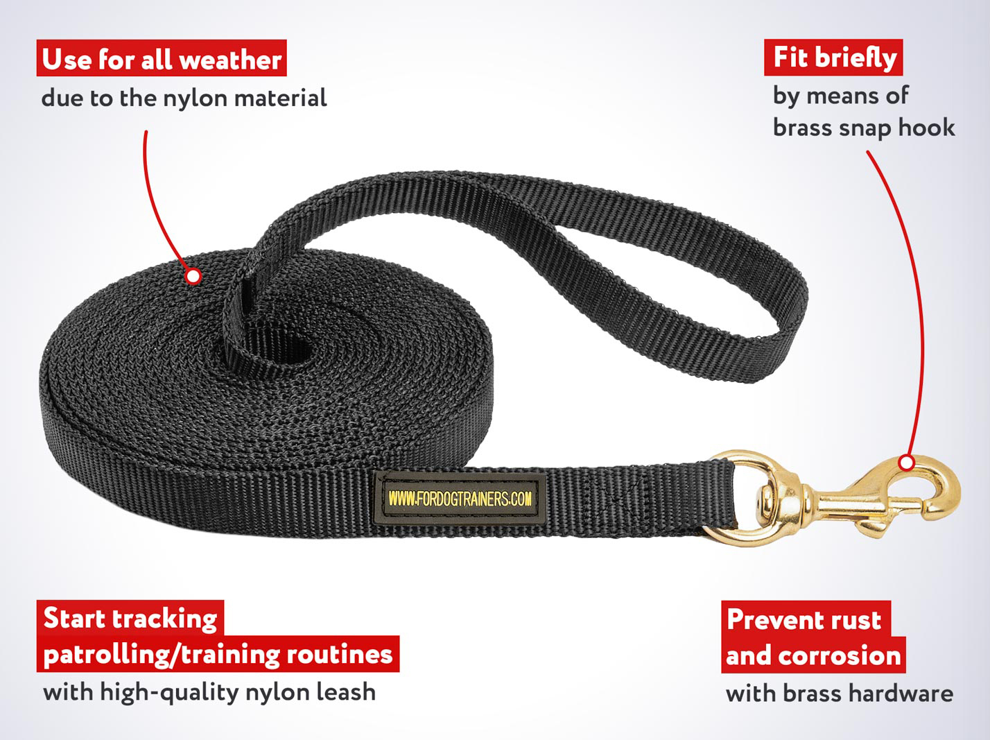 Nylon Dog Leash for Patrolling and Tracking [L11##1016 Nylon dog leash ...